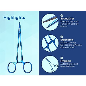 Mayo Hegar Needle Holder 7" Surgical Needle Driver with Tungsten Carbide Blue Plasma Inserts by ARTMAN INSTRUMENTS