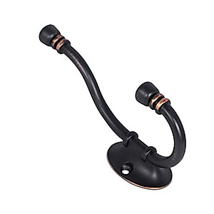 BIRDROCK HOME Classic Wall Mounted Robe & Towel Hooks - 2 Pack - Dual Hook - Large - Oil Rubbed Bronze Towel Robe Hat Coat Hook