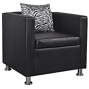 YPWRENH Leisure Chair Sofa Chair Cube Armchair Black Faux Leather for Living Room, Dining Room, Conference Room, Waiting Room