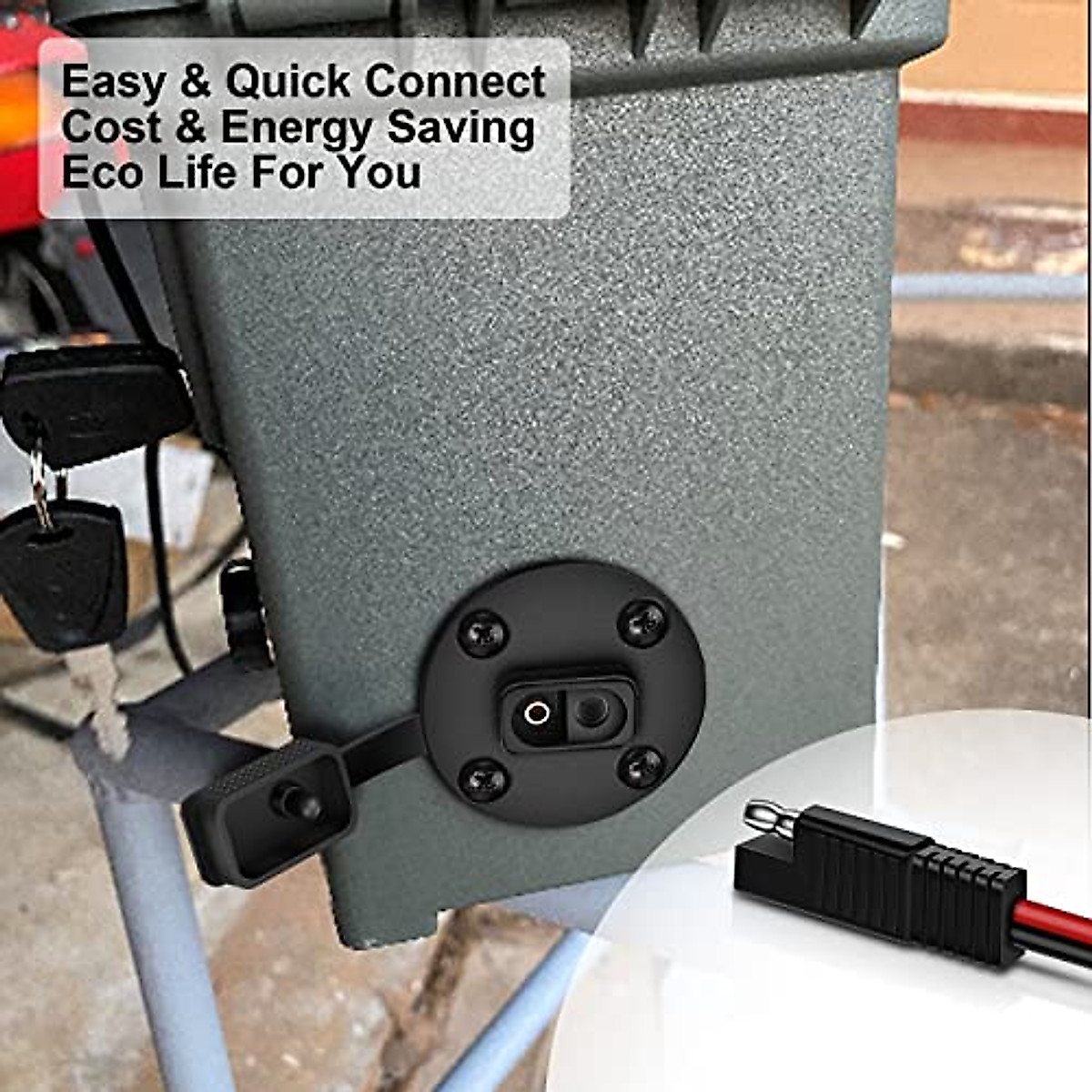 SAE Cable - iGreely 2Pack Solar Weatherproof SAE Socket Sidewall Port, SAE Quick Connect Solar Panel Mount for Motorcycle Generator Battery Charger and More 1Ft/30cm