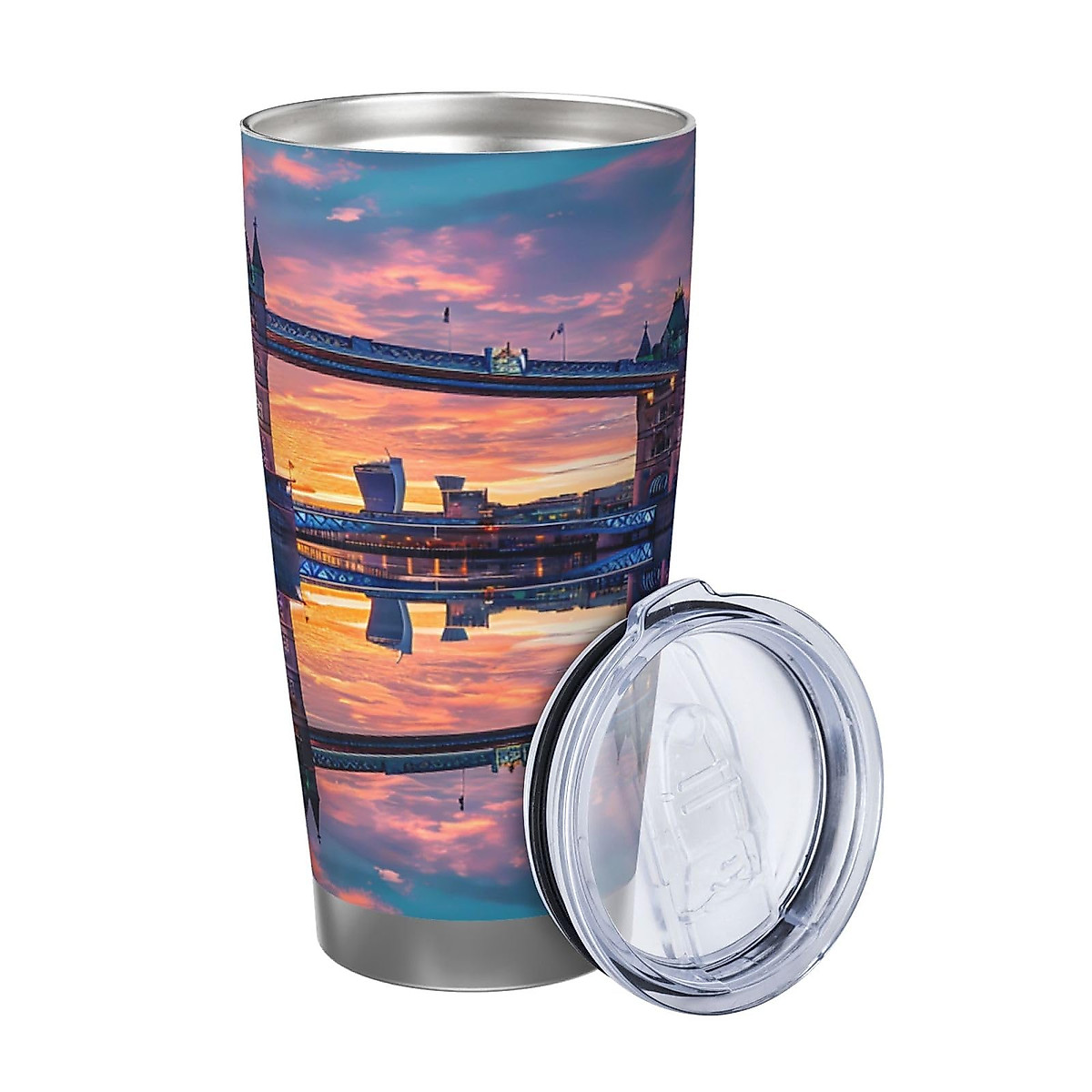 AYCZN Sunrise Bridge 20 OZ Tumbler Stainless Steel Travel Coffee Mug, London Insulated Water Bottle with Lid Leakproof Thermal Cup
