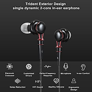 bsbaiss BS3 in Ear Monitor with Mic, High-Resolution Deep Bass 1DD Wired Earbuds Headphones HiFi Stereo IEM Earphone for Smartphones/PC/Laptop/Tablet