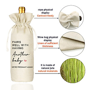 Socive Baby Announcement Wine Bag, Pregnancy Announcement, Gift for Grandparents, Aunt and Uncle - Pairs Well With Having Another Baby,We Are Pregnant Again(5SW19103)