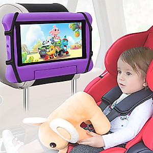 Car Tablet Holder, Kids Tablet Holder for Car Back Seat, iPad Holder for Car Adjustable Anglel, iPad Car Mount Silicon Holder for All 7-12.9 Inch Fire Tablets