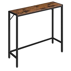 MAHANCRIS Console Table, Narrow Sofa Table, 30.1" Small Couch Table, Thin Sofa Table, Side Table for Hallway, Living Room, Foyer, Corridor, Rustic Brown and Black CTHR7601