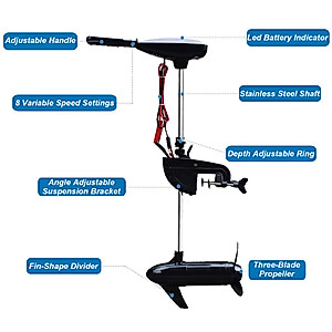 trolling Motor 12v 88 Lb Electric Trolling Motor, 8 Variable Speed Outboard Motor, Inflatable Boats Fishing Boats Kayak Aluminum Boats Motors