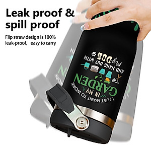 30oz Plant Tumbler with Handle and Straw, Black Plant Stainless Steel Vacuum Insulated Flip Straw Coffee Cups Spill Proof Travel Mug, Plant Gifts for Plant Lovers Gardeners, Gardening Gifts for Women