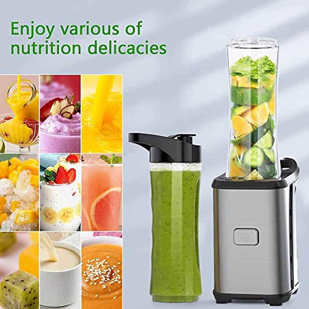 Portable Blender, Personal Size Blender for Shakes and Smoothies with 2 Tritan BPA-Free 20Oz Blender Cups, Mini Smoothie Blender with 4 Sharp Stainless Steel Blades, Mini Blender for Fruits, 25000RPM