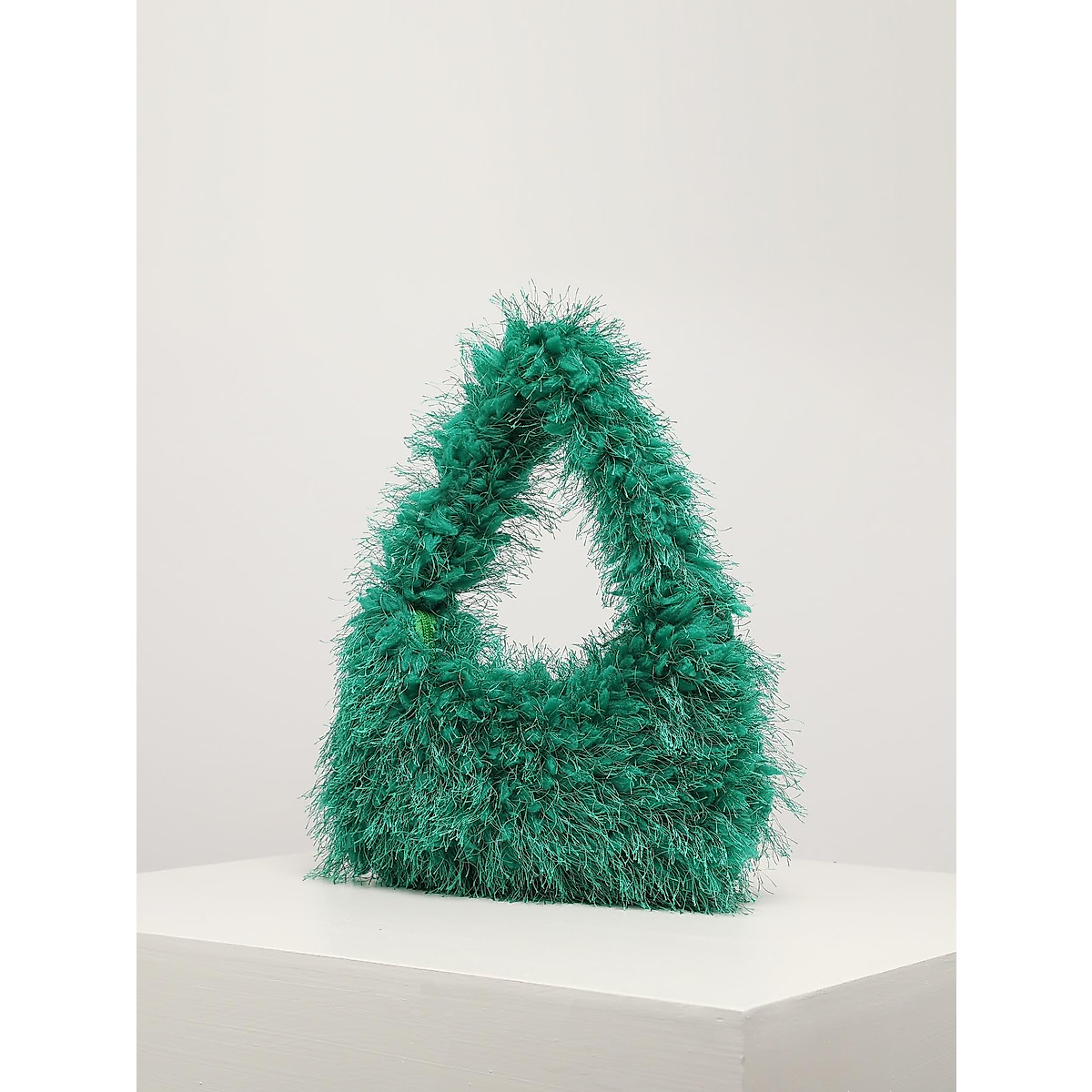 Verdusa Women's Faux Fur Fuzzy Hobo Bag Furry Handbag Purse Green one-size