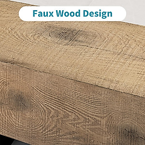 AQUILLA Modern Outdoor Bench, Faux Wooden Patio Bench, Concrete Backless Porch Bench Weatherproof, Anti-Rust Metal Legs Garden Benches for Entryway, Park, Yard (48",Light Brown)