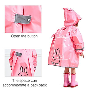 SSAWcasa Kids Rain Wear,3D Cartoon Children Toddler Raincoat Jacket Poncho for Boy Girl (M, Pink)