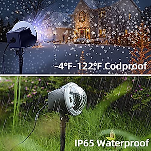 FRANDEK Christmas Snowflake Projector Lights Outdoor, Led Snowfall Lights Waterproof Decorative Christmas Lights Lighting for Xmas Holiday Party Garden Patio Indoor Home Decoration Show