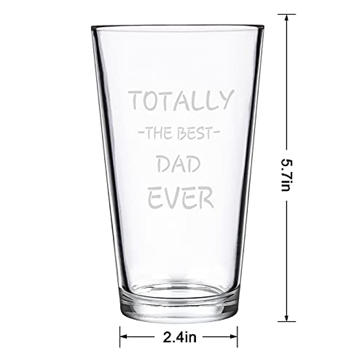 Funny Dad Beer Glass - Totally the Best Dad Ever Beer Pint Glass 15Oz, Father's Day Gift for Dad, Father, New Dad, Papa, Stepdad, Husband, Gift Idea for Christmas Birthday from Kids Son Daughter Wife