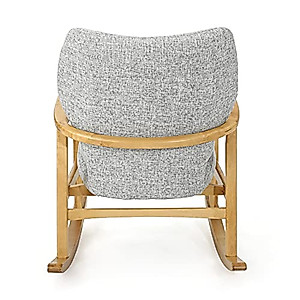 Christopher Knight Home Benny Mid-Century Modern Fabric Rocking Chair, Light Grey Tweed / Light Walnut