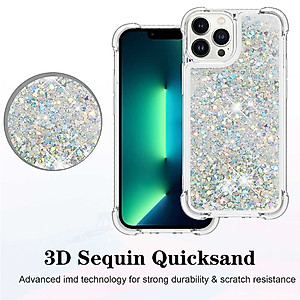 COTDINFOR Compatible with iPhone 12 Mini Case Glitter Liquid Cute Clear Phone Case Floating Quicksand Shockproof Protective Bumper Silicone Soft TPU Case for iPhone 12 Mini 5.4 Inch Love Sliver YB