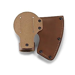 CRKT Freyr Axe: Outdoor Axe, Forged Carbon Steel Blade, and Hickory Wooden Handle 2746 & CRKT Freyr Axe Sheath: Full Grained Leather, Multiple Snaps, Belt Loops, for Use with CRKT 2746 D2746
