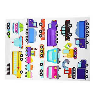 Maydahui Cartoon Cars Wall Stickers Truck Vehicles Wall Decals (35 * 40 Inch) Peel & Stick Removable Construction Transports Decal Decor for Kids Boys Bedroom Nursery Classroom