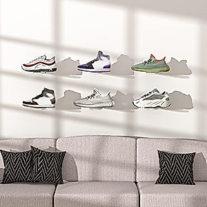 Floating Shoe Display Set of 6 for Wall Mount, Acrylic Shoe Shelf for Wall is Used for Shoe Display or Shoe Box, Suitable for Shoe Wall Shelf in Living Room, Bedroom, Shop (Transparent, Square)