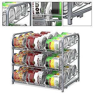 Vrisa 2 Pack Can Organizer for Pantry Stackable Can Storage Dispenser Holds Up to 72 Cans Can Holders for Kitchen Pantry Cabinet Silver