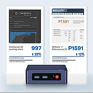 Beelink Mini PC,12th Intel Alder Lake-N100 up to 3.4 GHz, 16GB DDR4/500GB PCIE M.2 SSD, Mini Desktop Computer Support 4K@60Hz Dual HDMI, USB3.2, WiFi 6 BT 5.2, Gigabit Ethernet