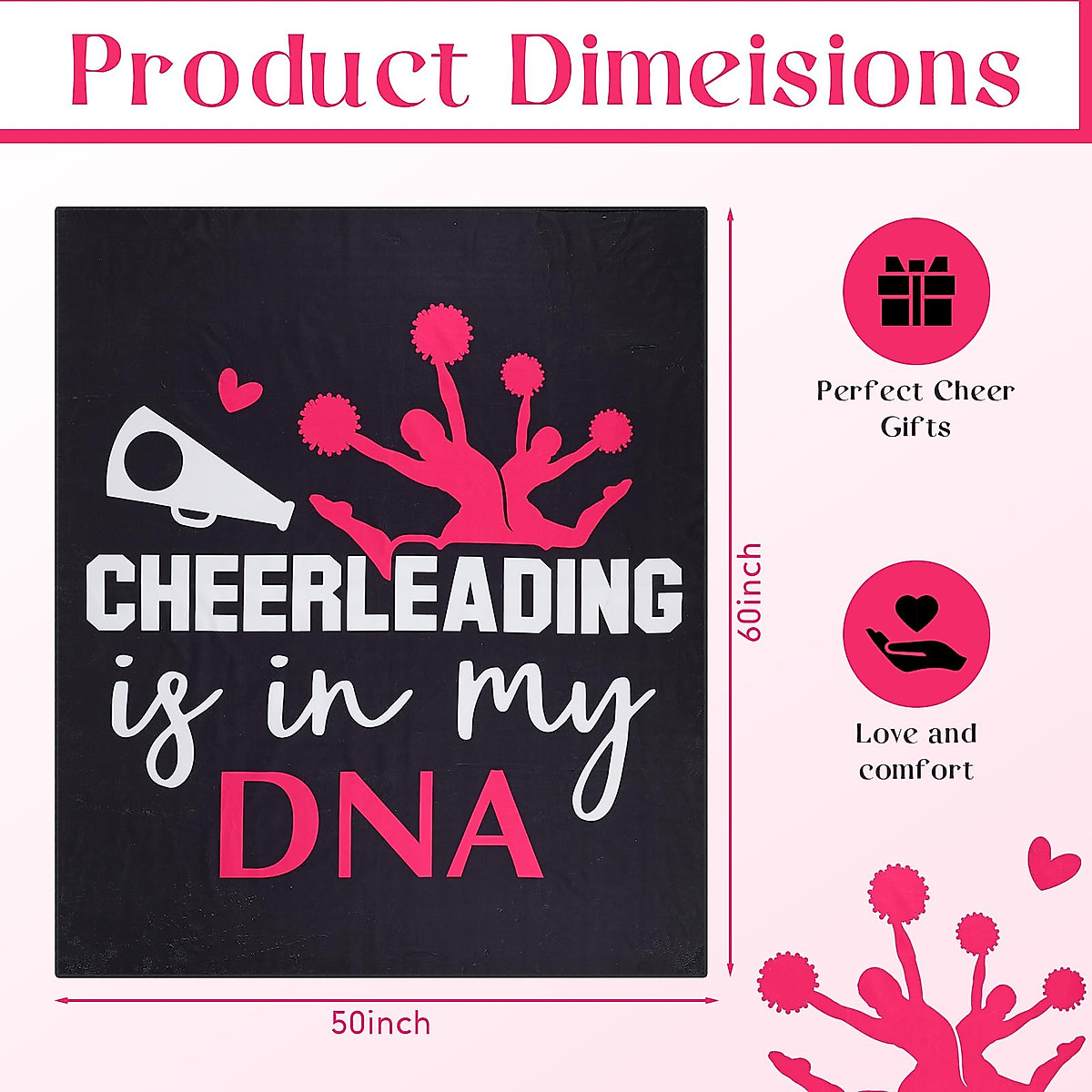 Buryeah 12 Pcs Beach Towel Bulk 60" x 50" Bath Towels for Sport Absorbent Quick Dry Cotton Summer Swim Towe for Cheerleaders Team Teens Kids Travel Towel (Black White Pink,Cheerleader)