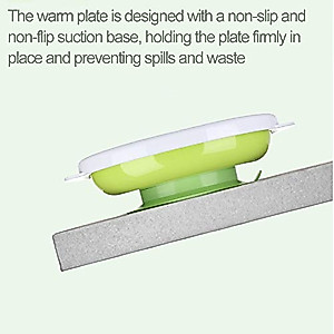 Matyz Baby Feeding Suction Warm Plate with Draining and Drying Design - Stay Put Divided Plate for Kids - Including 1 Toddler Plate and 2 Spoons - Microwave & Dishwasher Safe (Green)