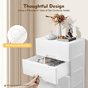 CHALIGHT Plastic Drawer 5-Layer Closet Storage Baby Clothes Organizer Plastic Dresser with Drawers White Dresser Clothes Drawer Small Kids Dressers for Bedroom Clothes Playroom Furniture Toys