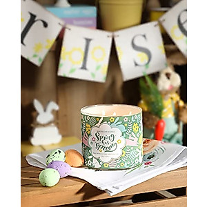 Easter Candle, Spring Jasmine Scented Candle, Large 3 Wicks, 14 oz