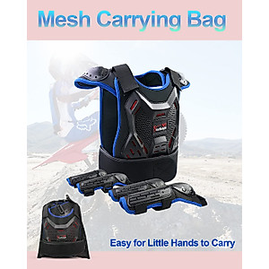 StarknightMT Kids Motorcycle Armor Suit Dirt Bike Gear， Youth Motocross Riding Protector with Knee Elbow Arm Shoulder Protection Pad for Cycling Off-Road Riding Skiing Skating (Blue)