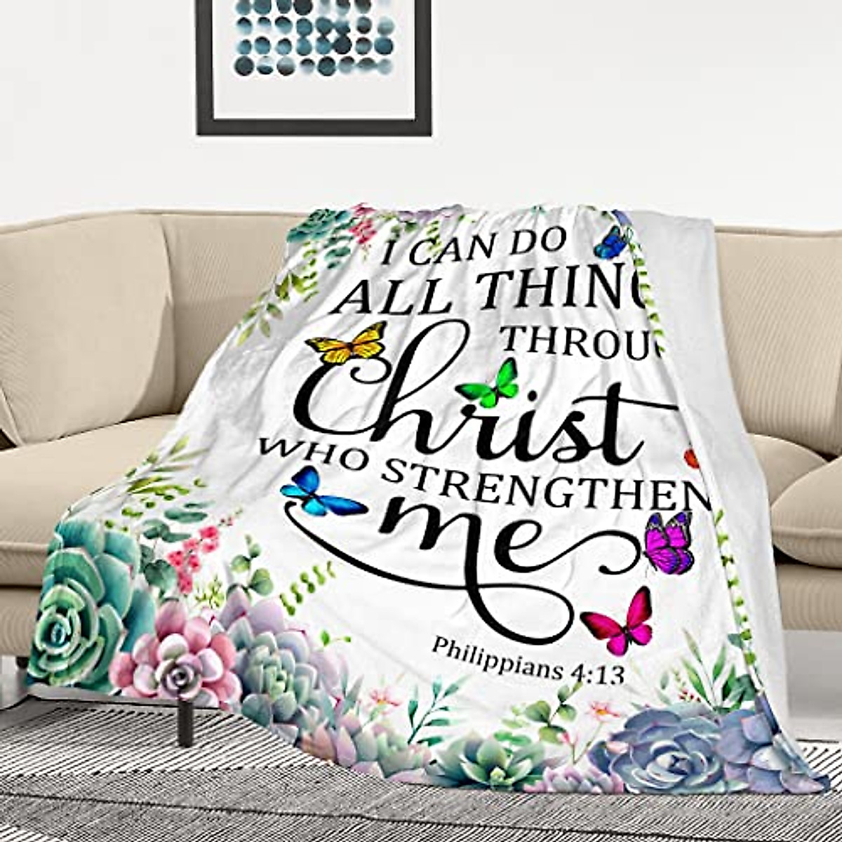 Christian Gifts for Women Inspirational Religious Blanket Bible Verse Scripture Prayer Throw Blanket Soft Flannel Healing Blanket 50&quot;X40&quot;