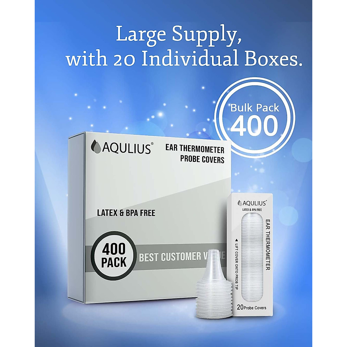 400 Pack of Ear Thermometer Covers Disposable (Universal Fit - Medical Grade) Compatible with All Braun Thermoscan & Phillips Ear Thermometers - Bulk Refill Pack of 400