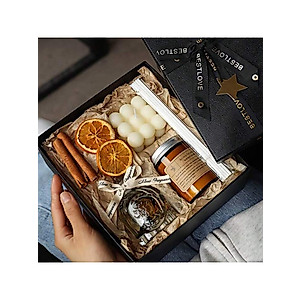 Candles Gift Set. Scented Candle and Aroma Reed Diffuser. Aromatherapy. Candles Set for Thanksgiving, Halloween, Christmas, Valentines, Housewarming, Birthday, Gift for Women, English Pear and Freesia