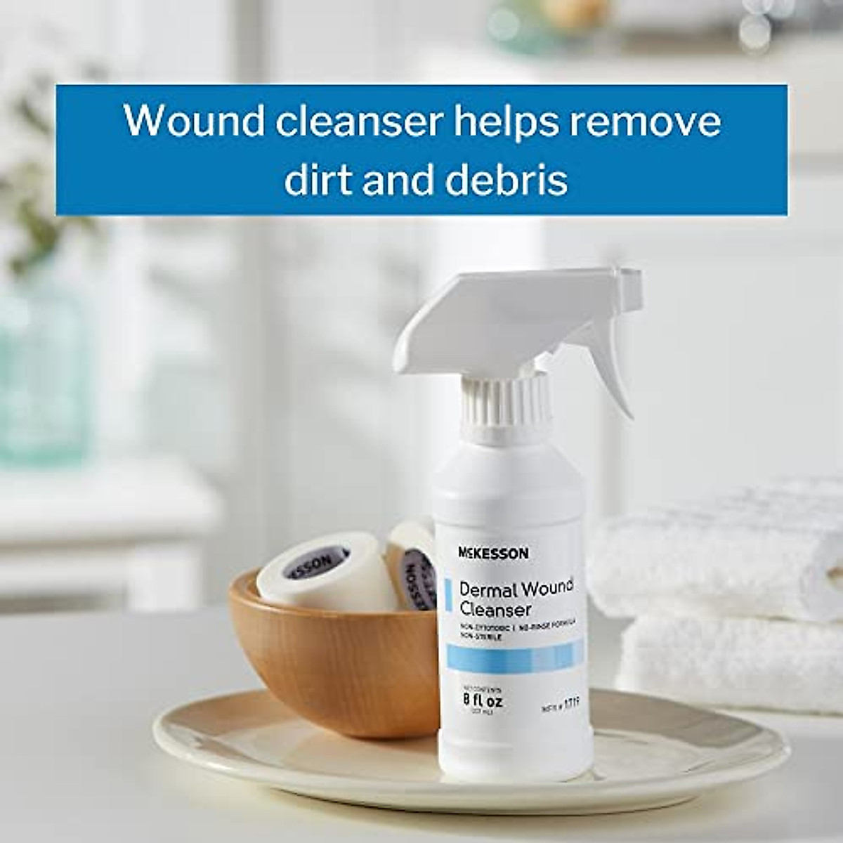 McKesson Dermal Wound Cleanser, Non-Sterile, Non-Cytotoxic, Rinse-Free Formula, 8 fl oz, 1 Count