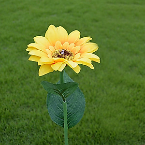 Penfly LED Solar Power Artificial Sunflower Light Night Mood Lamp In-ground for Home Outdoor Yard Landscape Garden Park Grassland Lawn Decoration Yellow