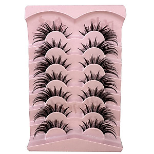 AMSDCN 7Pairs Cat Eye Eyelashes manga Lashes 3D Clear Band Lashes natural Half Lashes End Eye Elongated Mink Eyelashes Fluffy Eyelashes (07)
