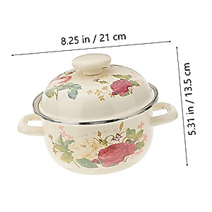 DOITOOL 1pc Amphora Enamel Pot Casserole Dish with Lid Korean Grill Pan Stovetop Grill Pan Candle Melting Pot Ramen Pot Ceramic Stew Pot Soup Stew Pot Home Soup Pot Kitchen Supplies Food