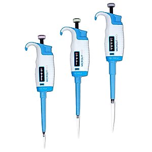MICROLIT - 3-Piece Pipettes Set, Pipettes with Adjustable Volume, Highly Calibrated and Accurate Micropipette Set with 0.5-10ul, 10-100ul and 100-1000ul Liquid Capacity