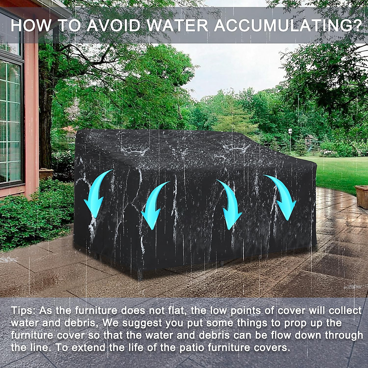 ABCCANOPY Sofa Cover Heavy Duty Sofa Cover Universal Sofa Cover Outdoor Furniture Sets Waterproof and Dustproof Protective Cover for Large Furniture 76x33x33x25 Black