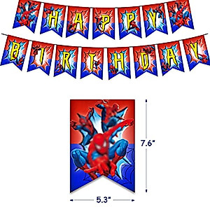 Spider Birthday Party Supplies and Decorations,Spider Themed Party For Kids Serves a Airwalker Balloon, Cupcake Toppers,Banner,Latex Balloons and Bottle Stikers