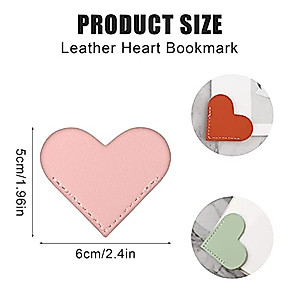 6Pcs Leather Heart Bookmark, 6x5cm/2.4x1.96inch Corner Bookmarks Cute Bookmark Handmade Heart Bookmark Accessories for Women Book Lovers Present (Multicolored Color)