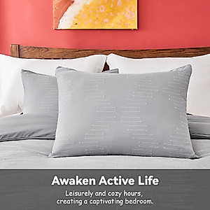 Ailemei Direct Duvet Cover King Size, Duvet Cover Gray Breathable and Soft in Boho Style, Shabby Chic Embroidery Duvet Cover Set for All Seasons 3 Pieces 104” x 90”(Gray)