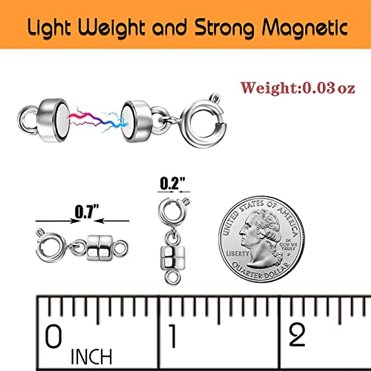 Kcctoo Magnetic Necklace Clasps and Closures - 14k Gold and Silver Plated Bracelet Connectors for Necklaces Chain Jewelry Making 