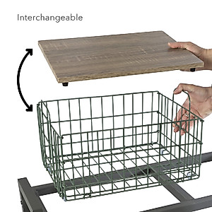 Atlantic Modular Mobile Storage Cart System, with Interchangeable Shelves & Baskets, Powder-Coated All-Steel Frame, 3-Tier, Caster Wheels for Mobility, PN 23350330, in Kale Green