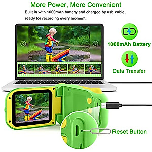 GKTZ Children Video Camera - Kids Digital Camera Toddler Toy Camcorder Birthday Gifts for Boys and Girls Age 3 4 5 6 7 8 9, 12MP Kids Video Recorder with 32GB SD Card - Green