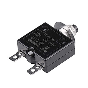Aramox 5 A / 8 A / 10 A / 15 A / 18 A / 20 A / 30 A Thermal Switch Reset, Current Overload Device Circuit Breaker Manual Reset Circuit Breaker Overcurrent Protector(20A)
