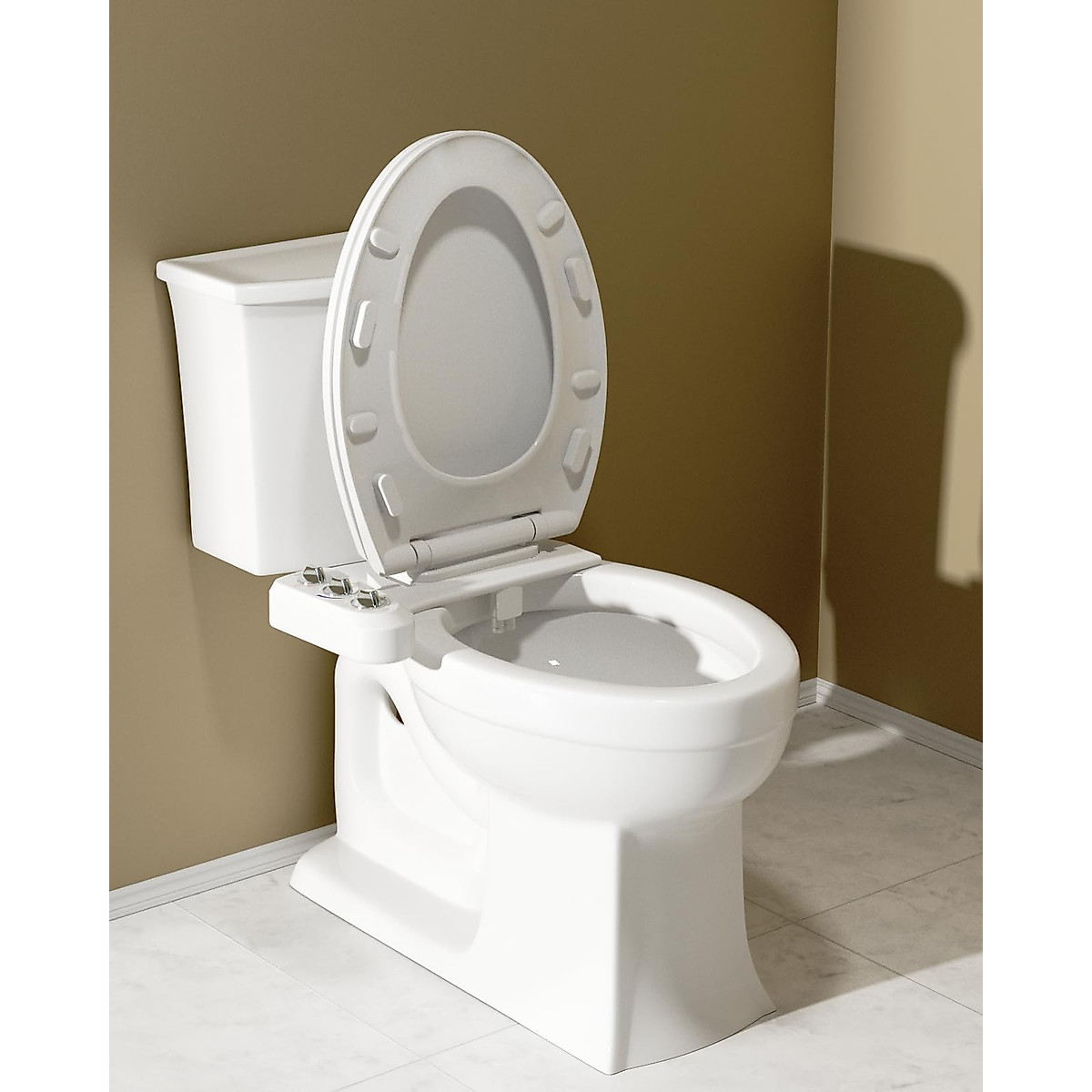 Hibbent 4 pieces Toilet Seat Bumpers for Bidet, Strong Adhesive Toilet Seat Bumpers for Use with Bidet Attachment, Universal Buffer Toilet Lid Rubber Bumpers, White