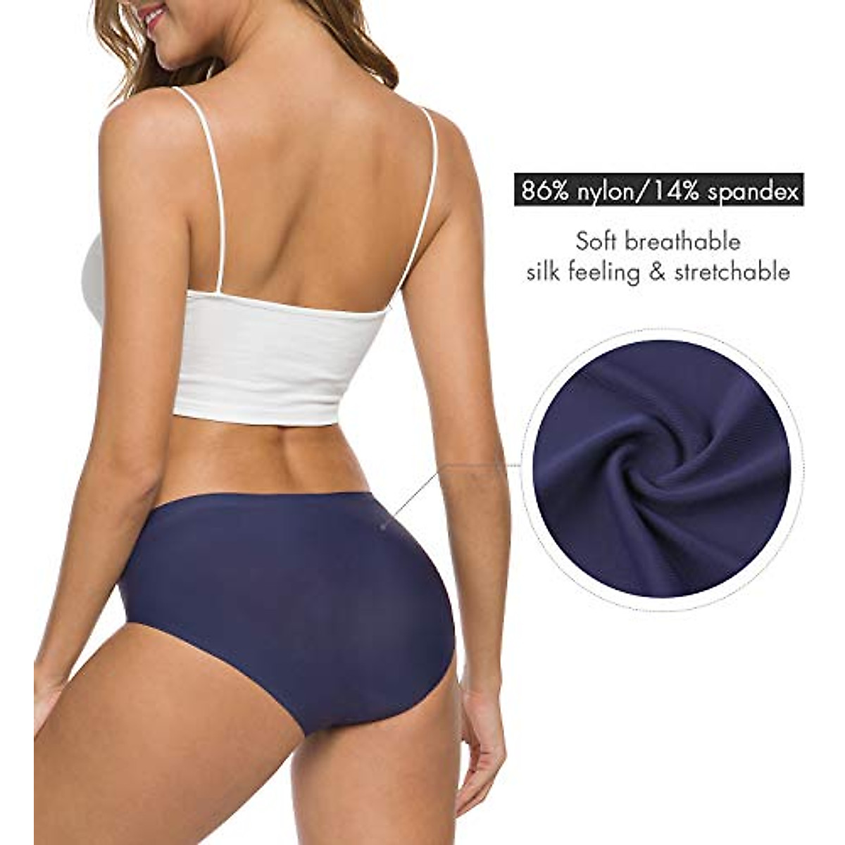 Altheanray Women’s Seamless Underwear No Show Panties Soft Stretch Bikini Underwears 6 Pack(3081M-color12)