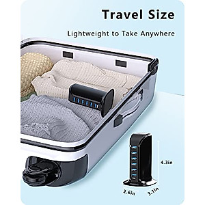 ADRICY USB Charger 6 Port 50W Multi USB Tower Charging Station for Multiple Devices iPhone 14/14 Pro/14 Pro Max/13 Pro/13 Pro Max/Android/Samsung/Tablet,etc