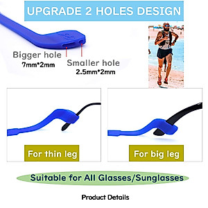 Glasses Strap Anti-Slip Silicone Eyeglass Strap Eyewear Retainers Sports Elastic Soft Sunglass Cord Holder for Men Women 2PCS(Black /Blue)