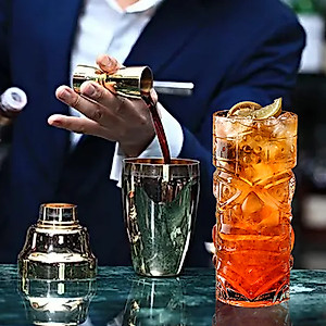 BPFY 2 Pack 14oz Hawaiian Tiki Glasses for Cocktails, Lemonade, Ice Tea, Mixed Drinks, Modern Bar Tiki Cups Tiki Mugs, Cocktails Glasses Gift Sets